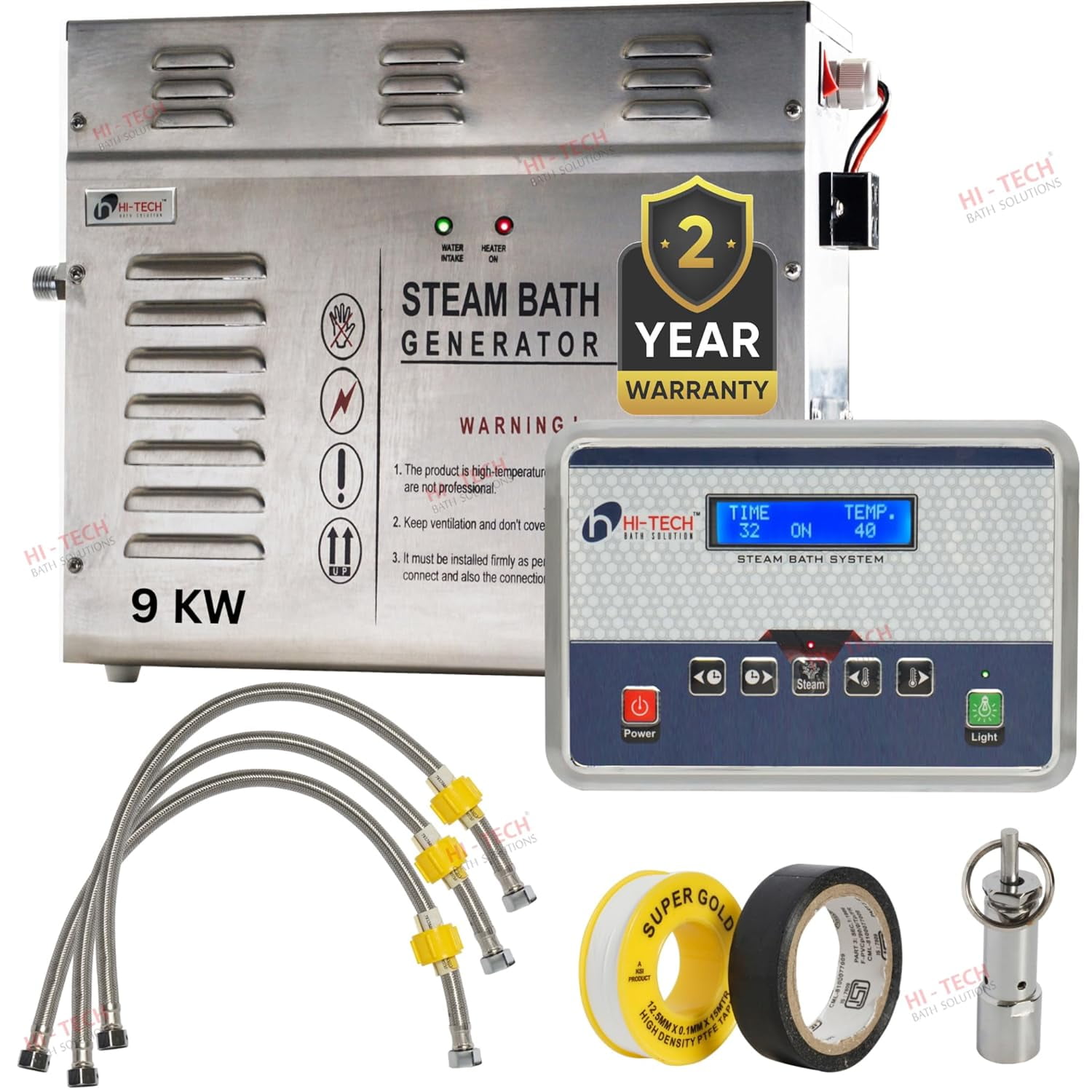 STEAM BATH GENERATOR 9 KW FOR BATHROOM GYM SPA HOTEL STAINLESS STEEL ...