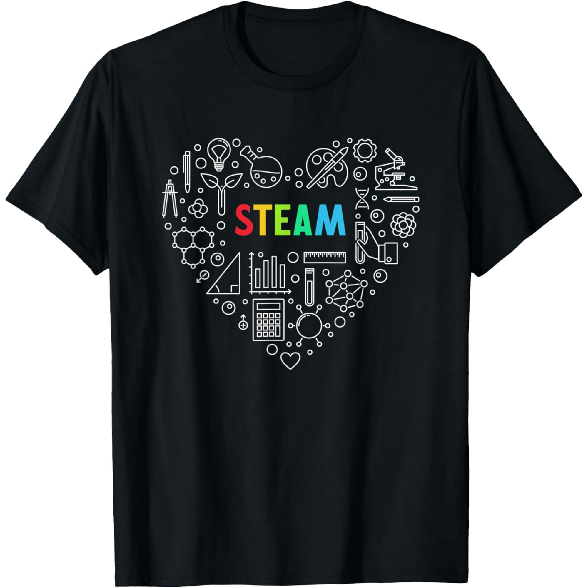 STEAM - Science and Art Heart Shape Design for Teacher T-Shirt Casual ...