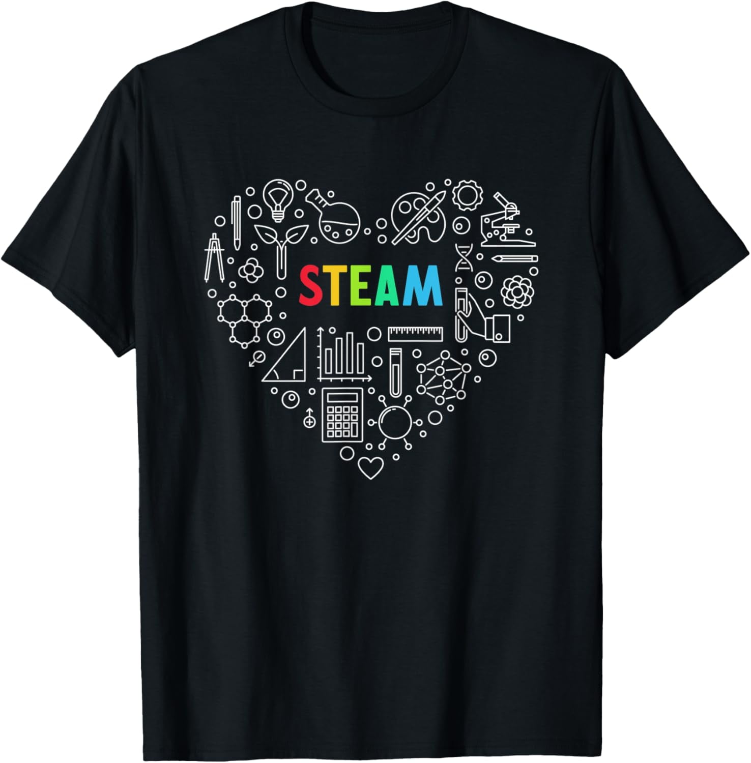STEAM - Science and Art Heart Shape Design for Teacher T-Shirt Casual ...