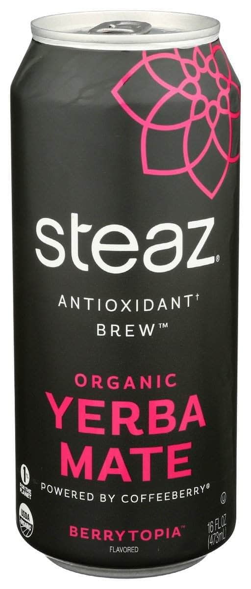 STEAZ Yerba Mate Berry Tea Drink, Berrytopia Flavor, 16 FO Pack of 12 ...