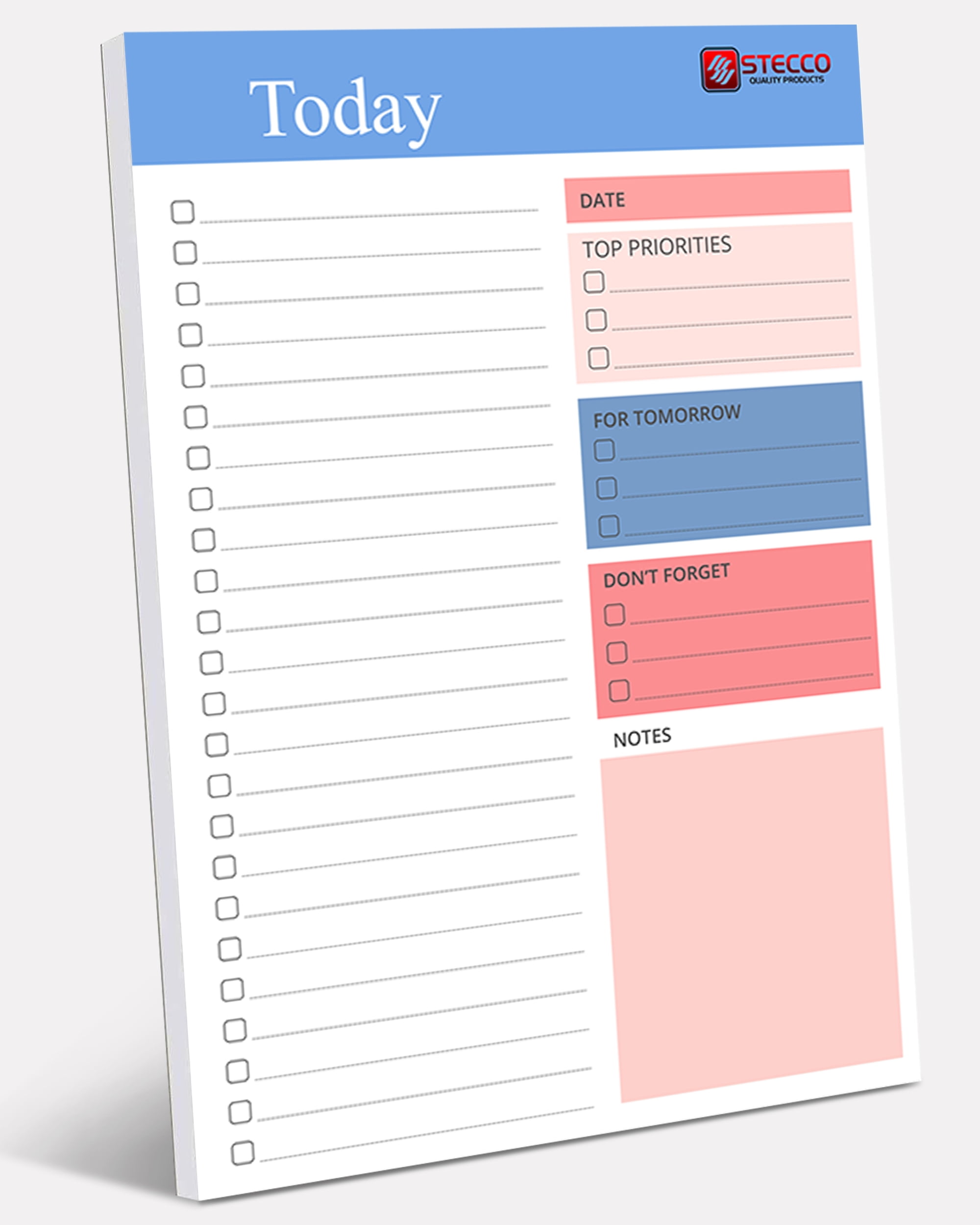 STECCO Daily Planner Notepad: To Do List, Wish List, Priorities ...
