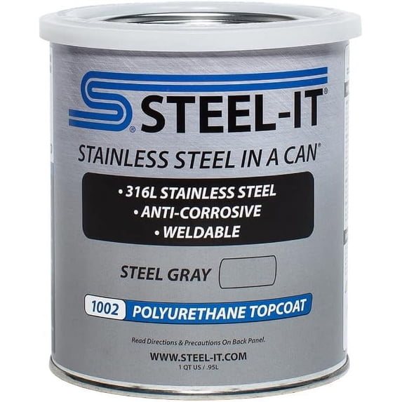 STEEL-IT Polyurethane Topcoat Paint, Gray, 1002Q Quart, Corrosion ...