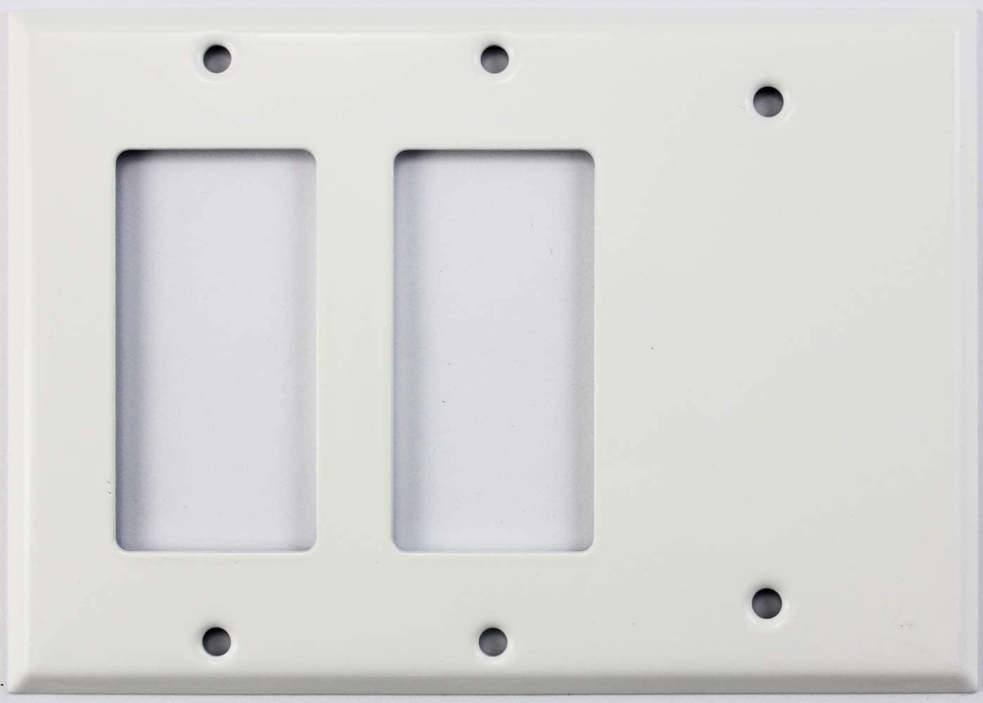 STEEL (Not Plastic) Smooth White 3 Gang Combo Wall Plate - 2 GFCI ...