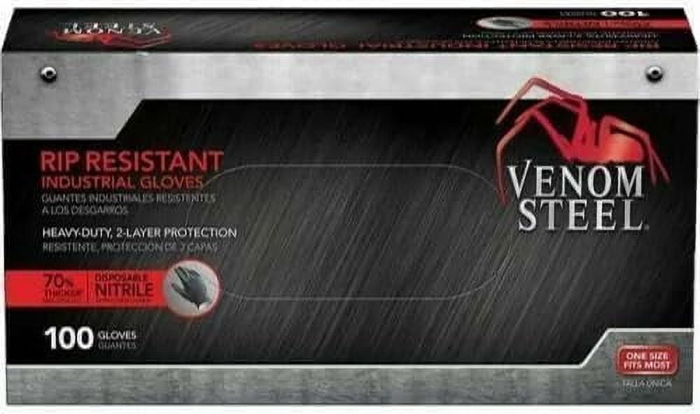 STEEL VENOM Gloves ~ Nitrile Gloves Rip Resistant ~ Heavy Duty ~ Size ...