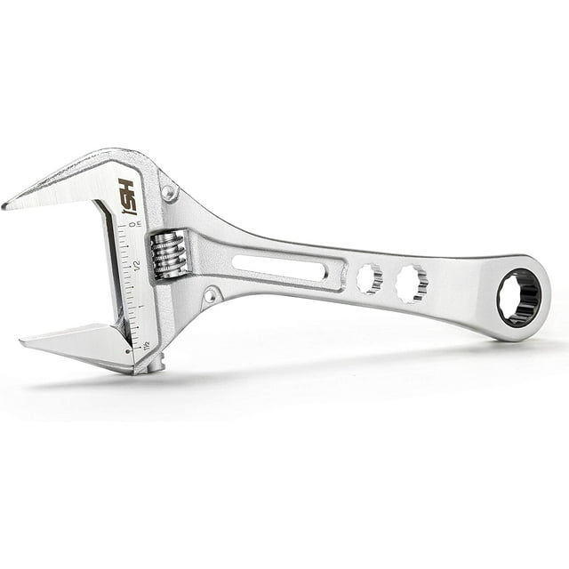 STEELHEAD 8” Wide-Mouth Adjustable Wrench, 17mm Ratcheting End, 10mm ...