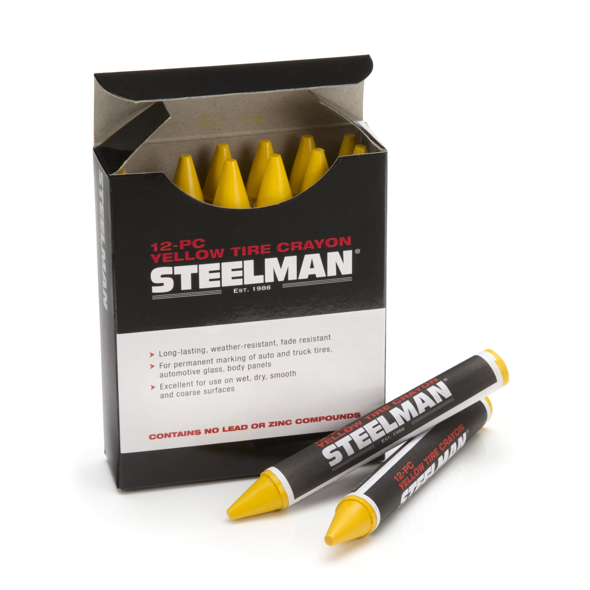 STEELMAN 00062 Yellow Tire Marking Crayons, Box of 12 - Walmart.com