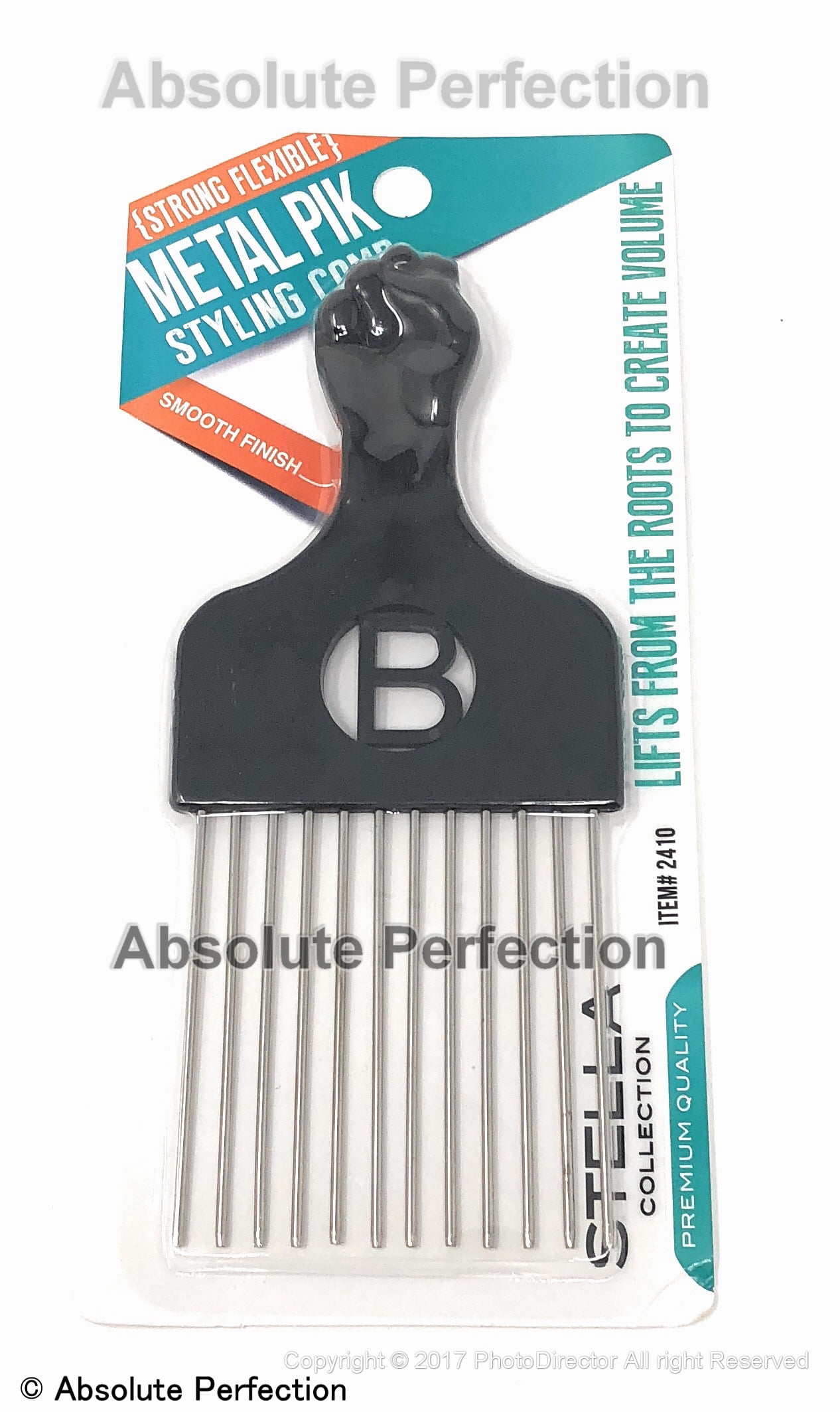 Stella High Quality Hair Pick Afro Pick Styling Comb Metal Pik 6.65 ...
