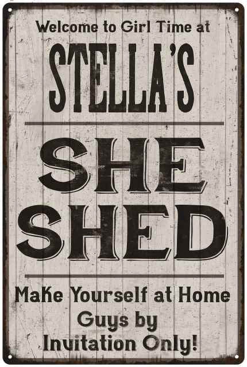 STELLA'S She Shed Sign Lady Cave Gift 12 x 18 Matte Finish Metal ...
