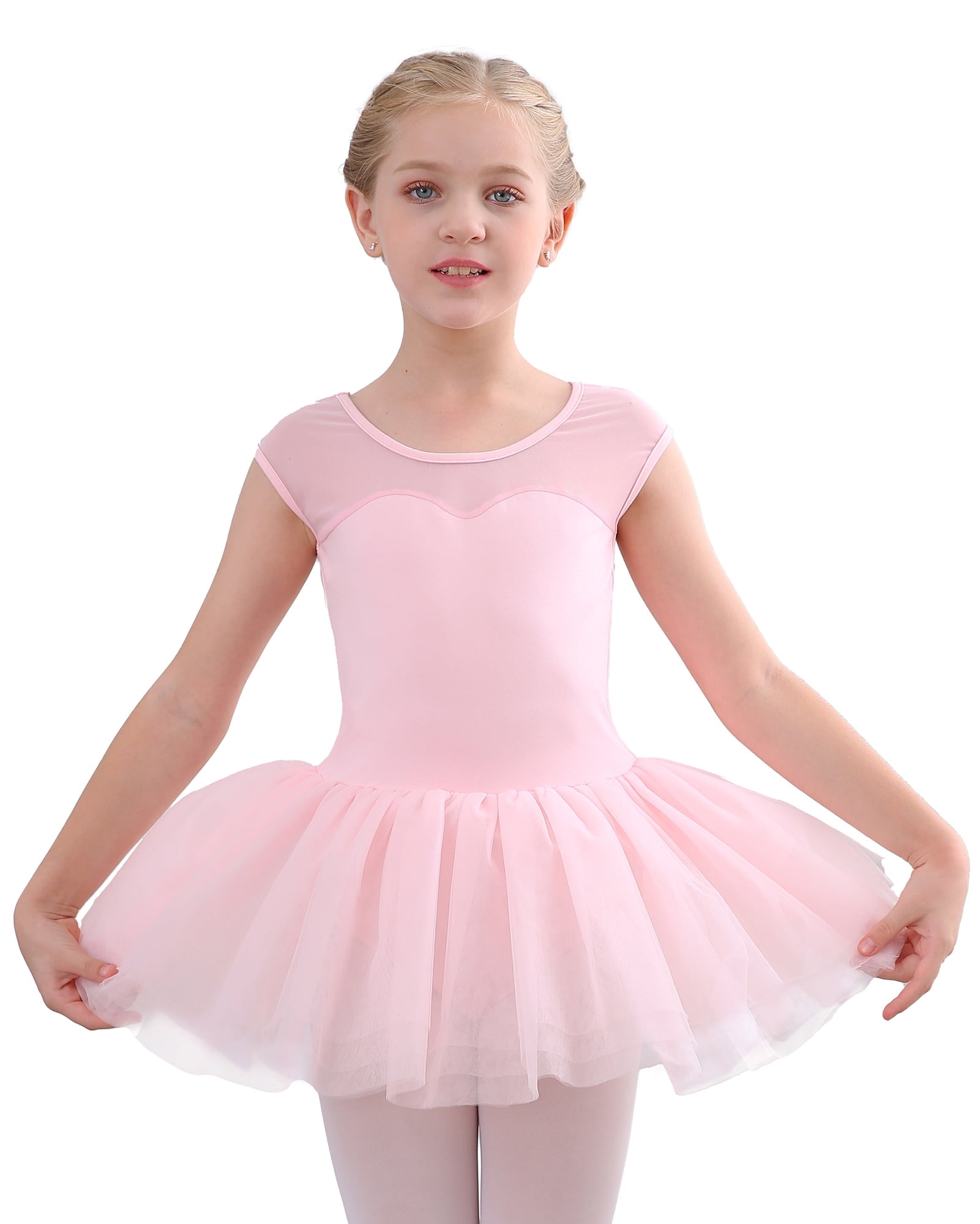 STELLE Ballet Leotard Mesh Cap Sleeveless Tutu Skirted Ballerina Dress ...