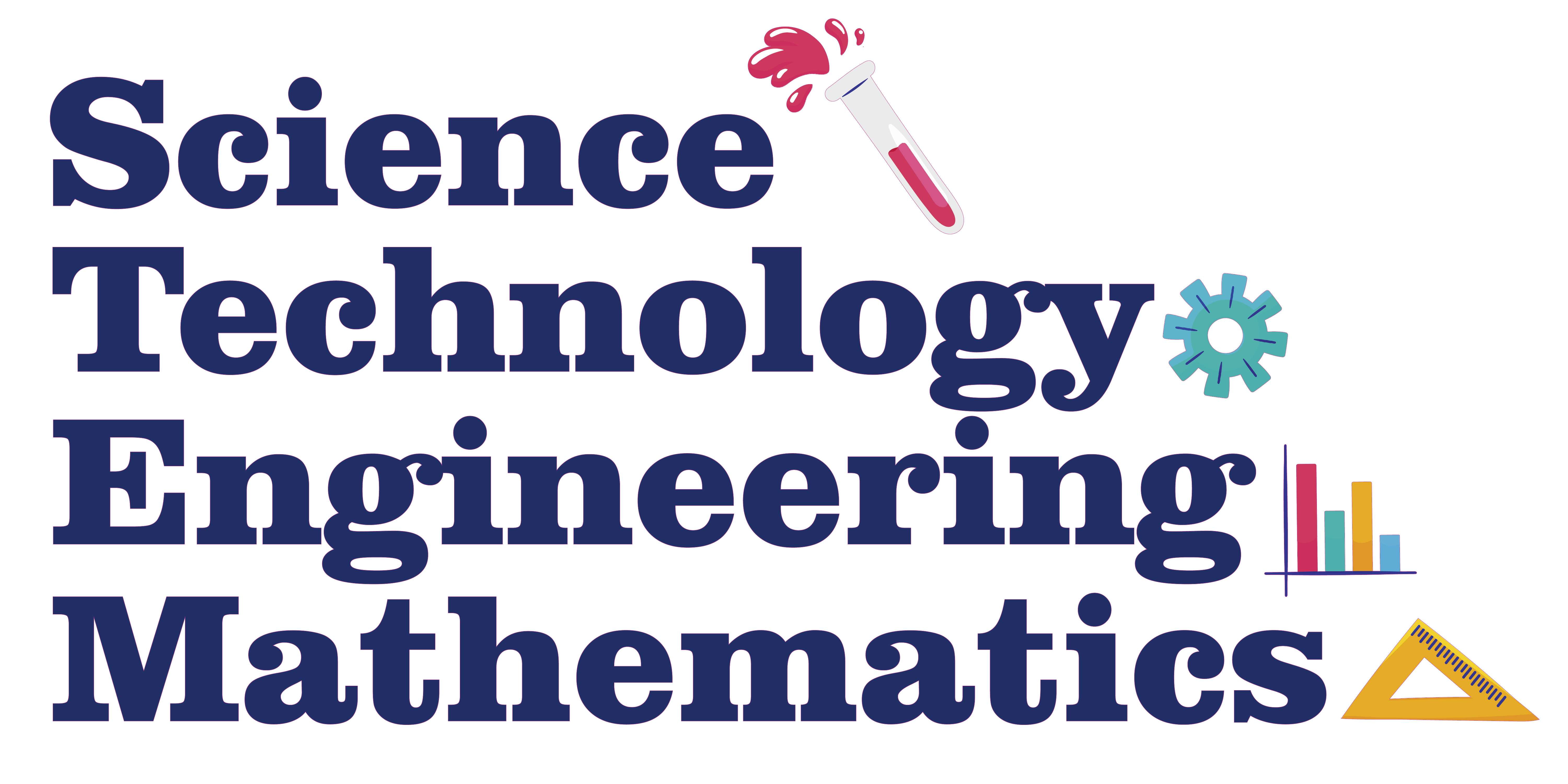 STEM Banner Art with Graphs, Cogwheel, Protractor and Laboratory Tools ...
