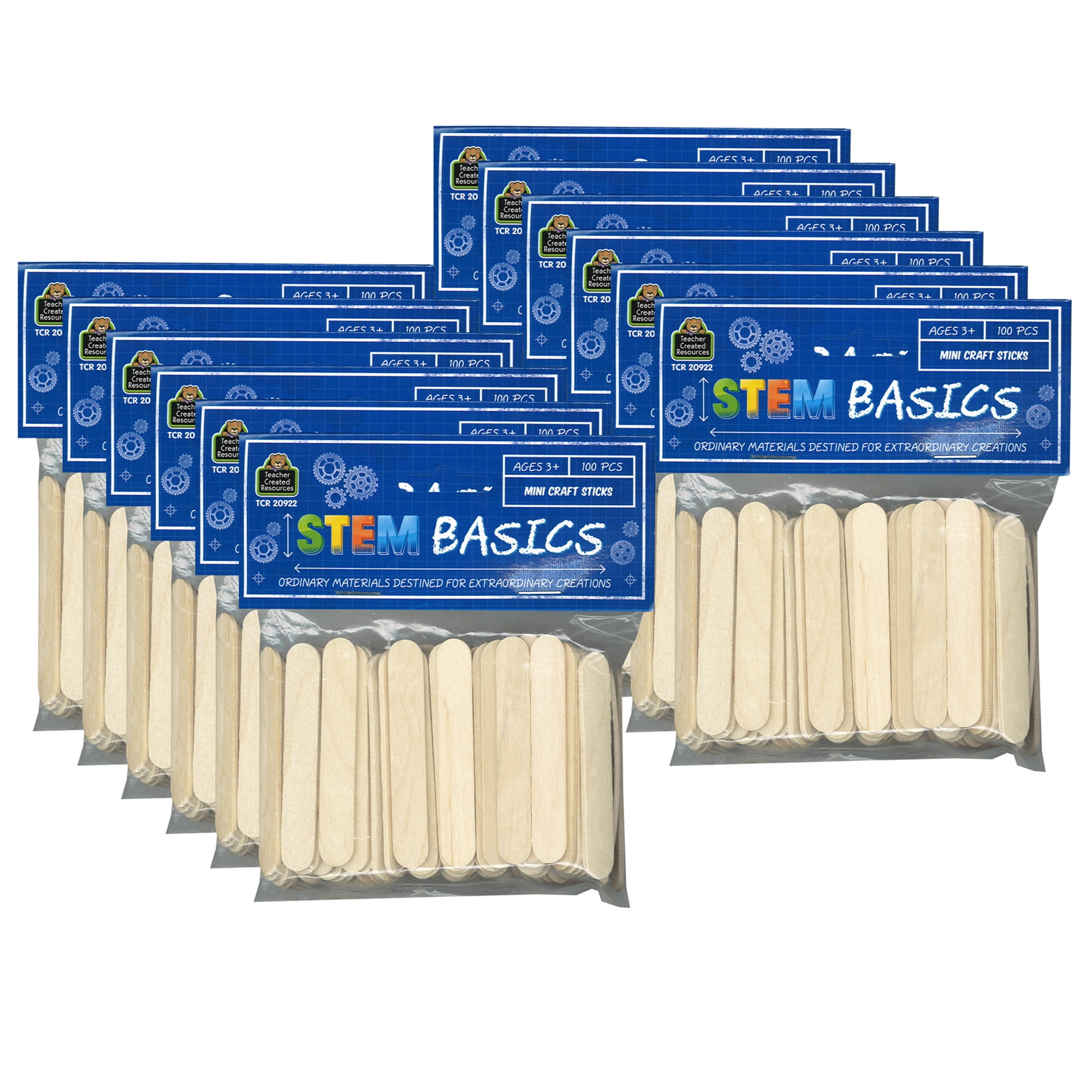 STEM Basics: Mini Craft Sticks, 100 Per Pack, 12 Packs - Walmart.com
