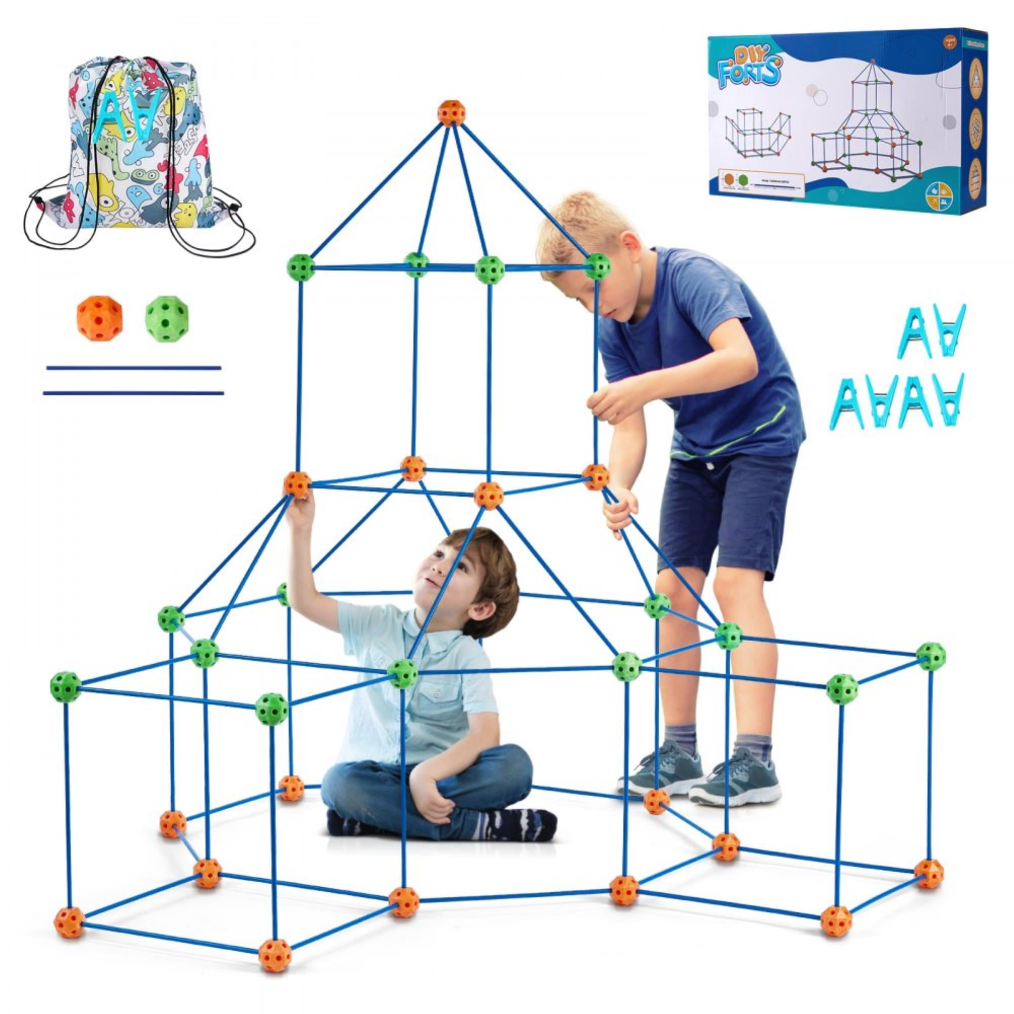 STEM Building Kit for Kids - 120PCS Tent Fort Construction Toy Set for ...
