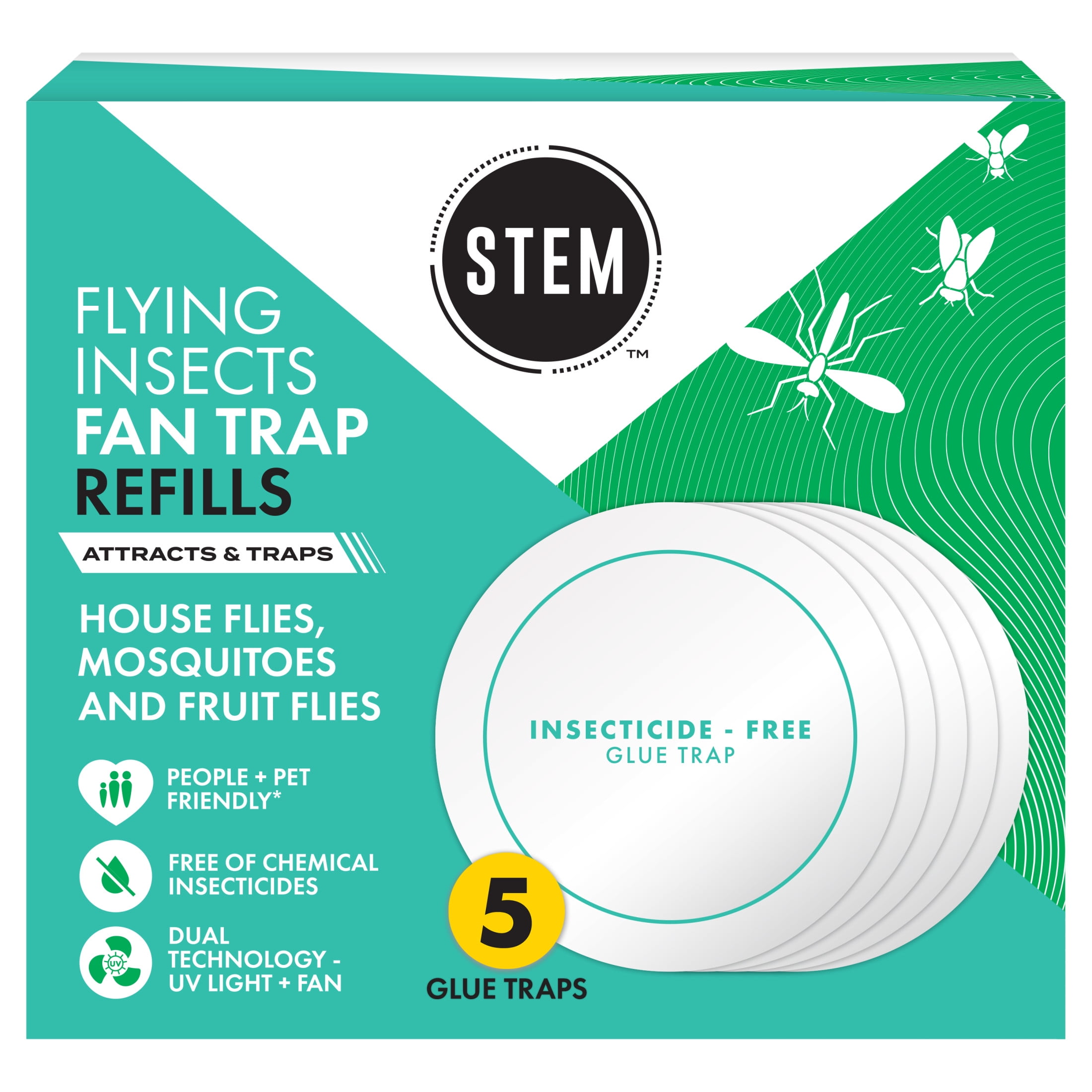 STEM Glue Trap Refill Pads for Flying Insect Fan Trap Device, 5 Count ...