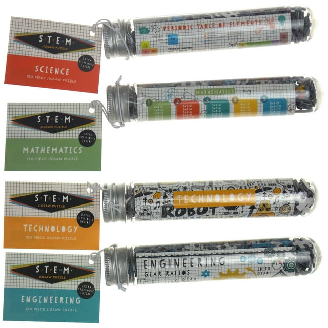 STEM Jigsaw Puzzle Set of 4 - Science, Technology, Engineering & Math ...