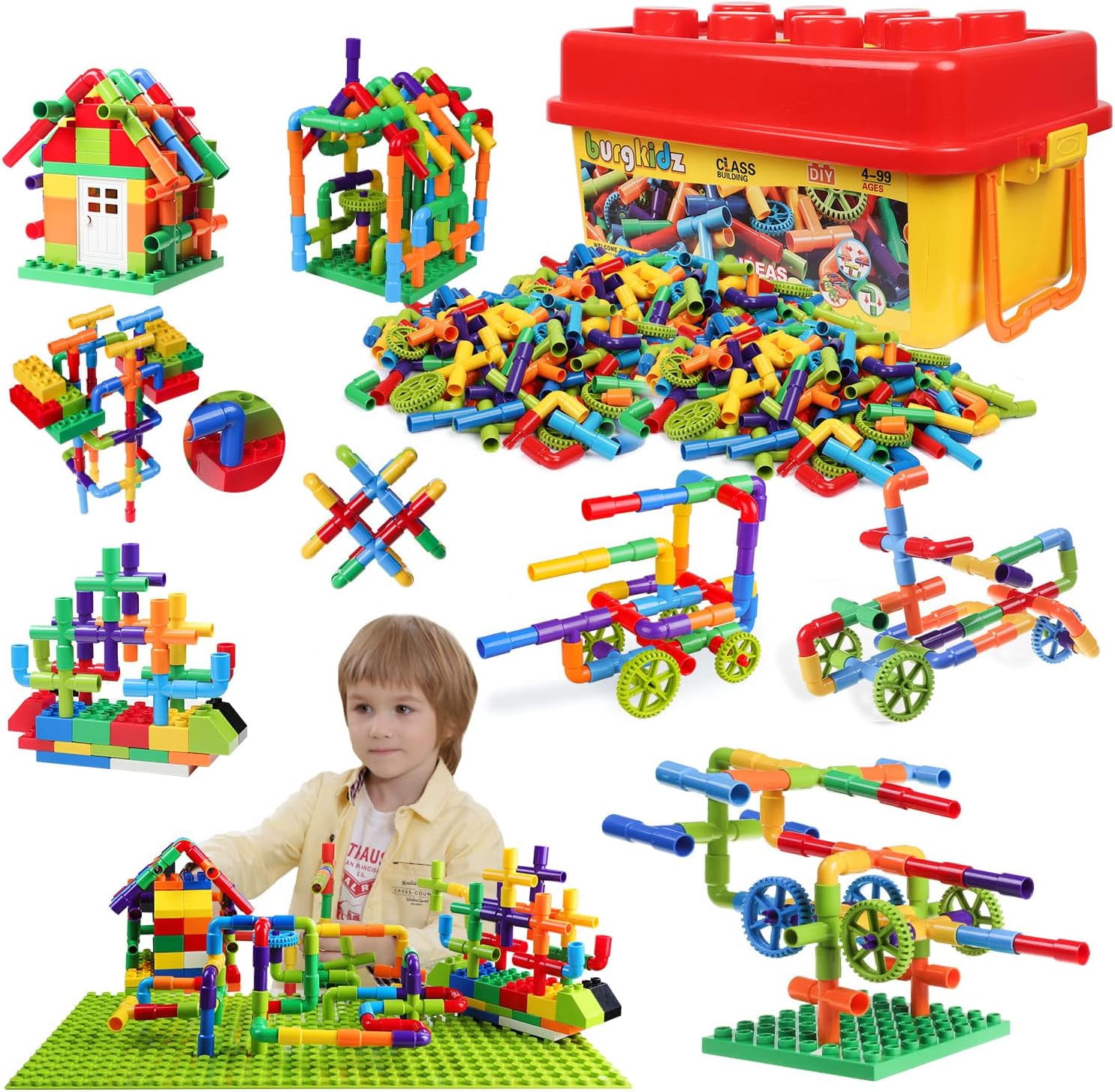 STEM Learning Pipe Tube Construction Building Blocks, Sensory Toys with ...
