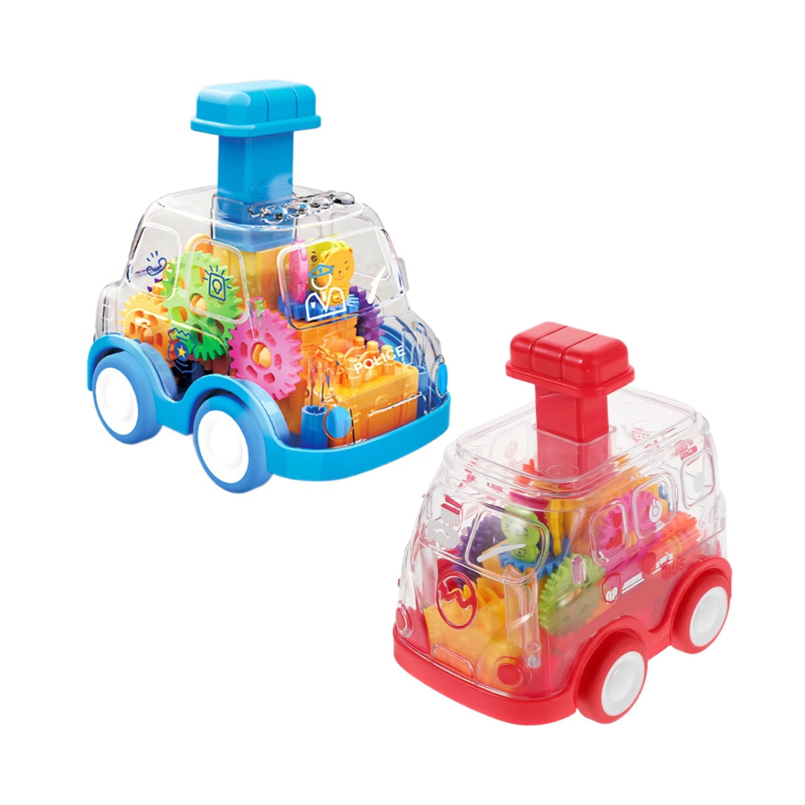 STEM Learning Push and Go Car Toy 2PCS Gear Mechanism Toy With Press ...