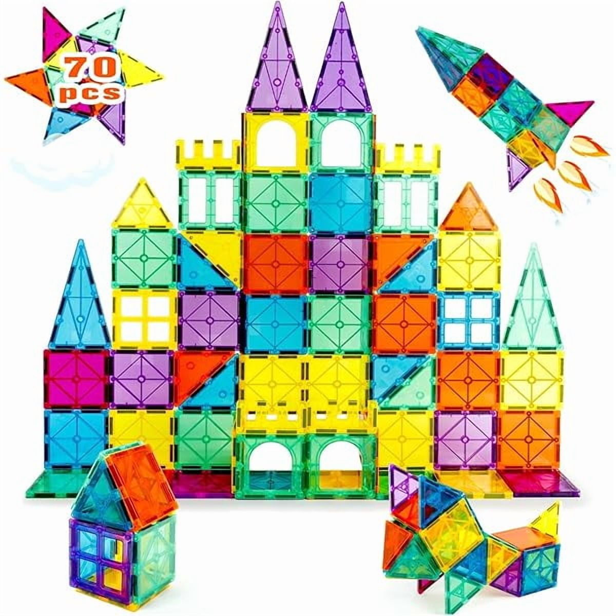 STEM Magnetic Tiles 70pcs, Montessori Sensory Building Blocks for ...