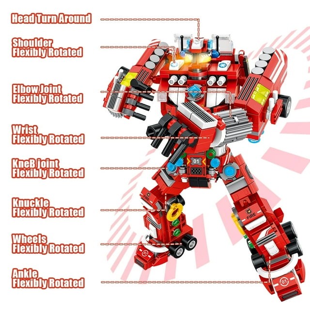 STEM Robot 6-in-1 Transformation Mech Warrior Vehicles Building Block ...