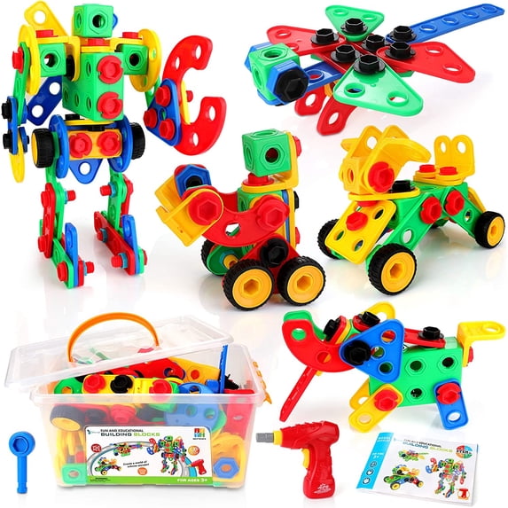 STEM Toy Building Kit for Kids, 152 PCS Blocks Set with Screwdriver ...
