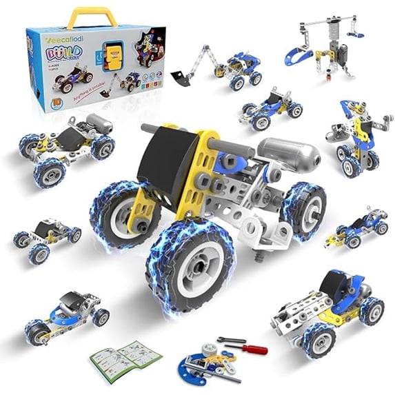 STEM Toys for 5 6 7 8+ Year Old Boy, 10 in 1 Electric Building Toys for ...