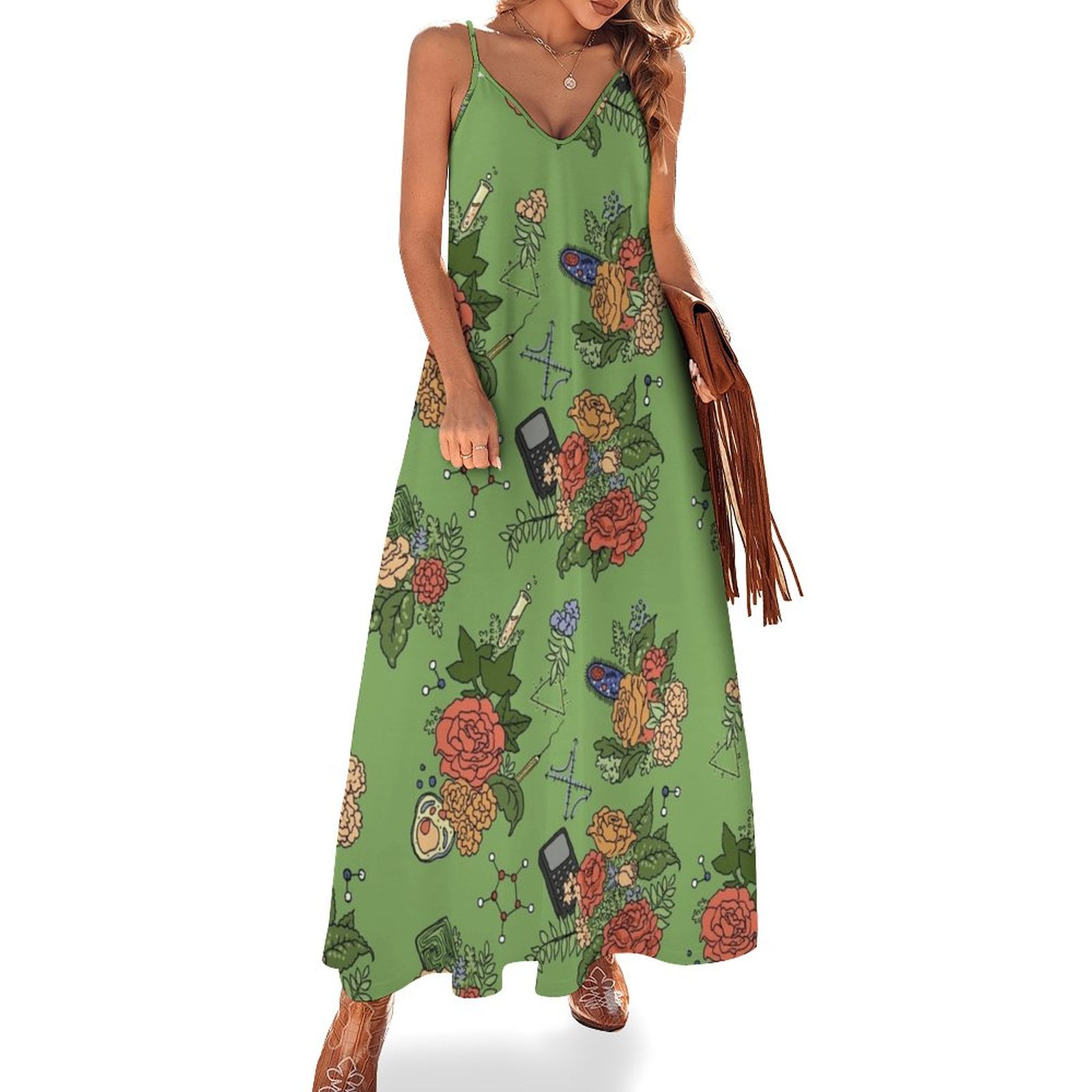 STEM floral pattern Sleeveless Dress Women long dress clothes - Walmart.com