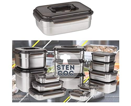 STENCOC Stainless Steel BPA Free Rectangular Leakproof Airtight Kimchi ...
