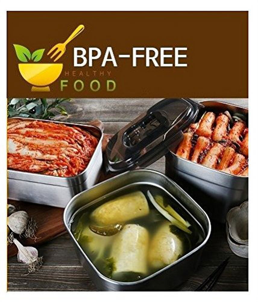 STENCOC Stainless Steel BPA Free Rectangular Leakproof Airtight Kimchi ...