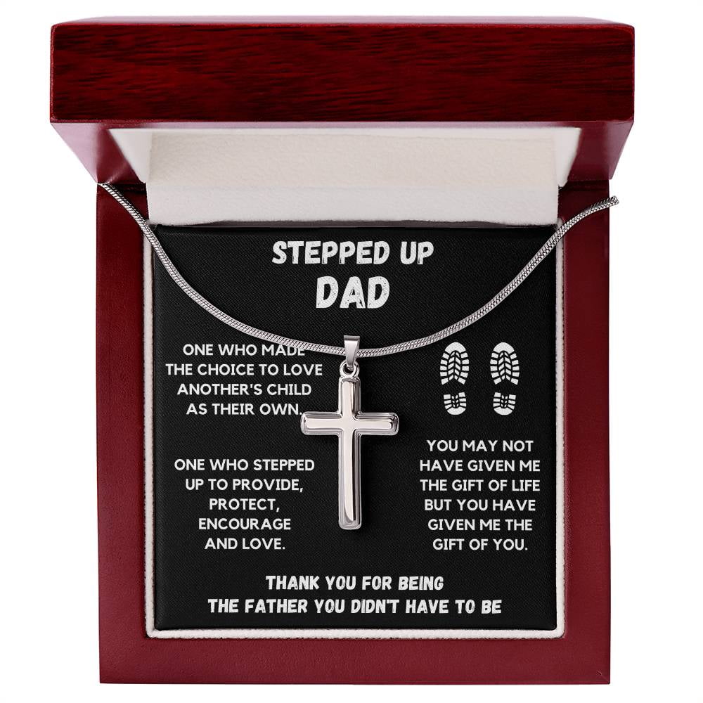 STEPPED UP DAD CROSS NECKLACE GIFT SET - Artisan Cross Necklace - Gift ...