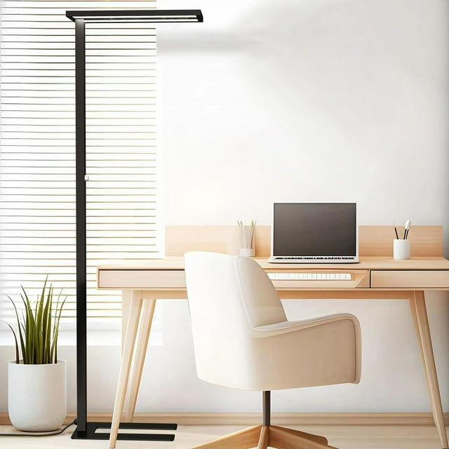 STERREN Eye-Care Led Floor Lamp,76'' Tall Office Floor Lamp, 80W Black ...
