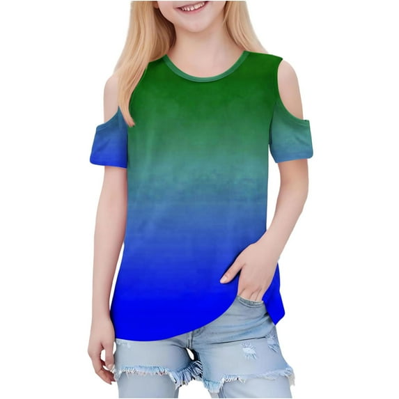 STETMN Girls' Casual Off-Shoulder T-Shirt: Cute Short Sleeve Baggy Tee ...