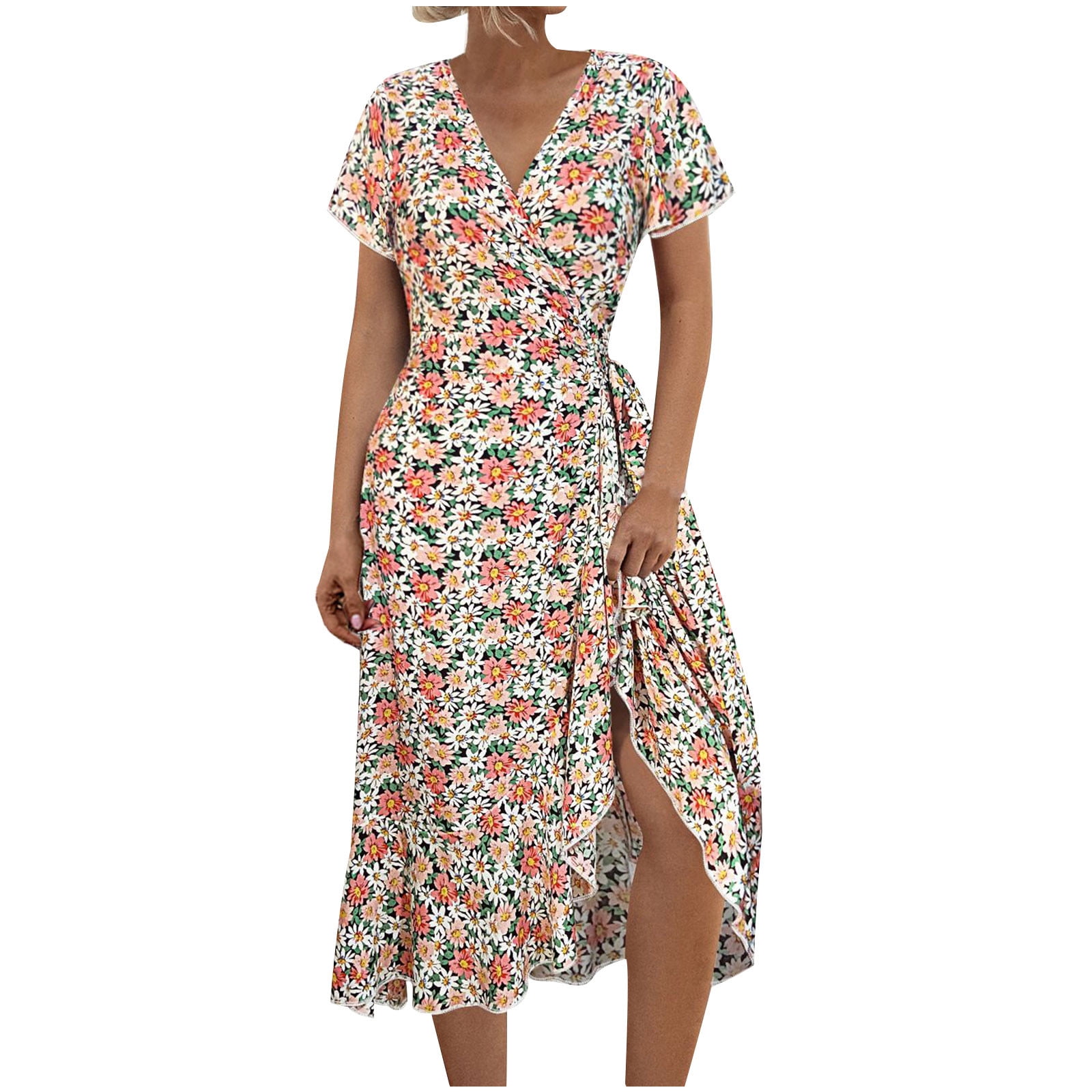 STETMN Spring Summer Dresses 2025 for Women Short Sleeve Boho Floral ...