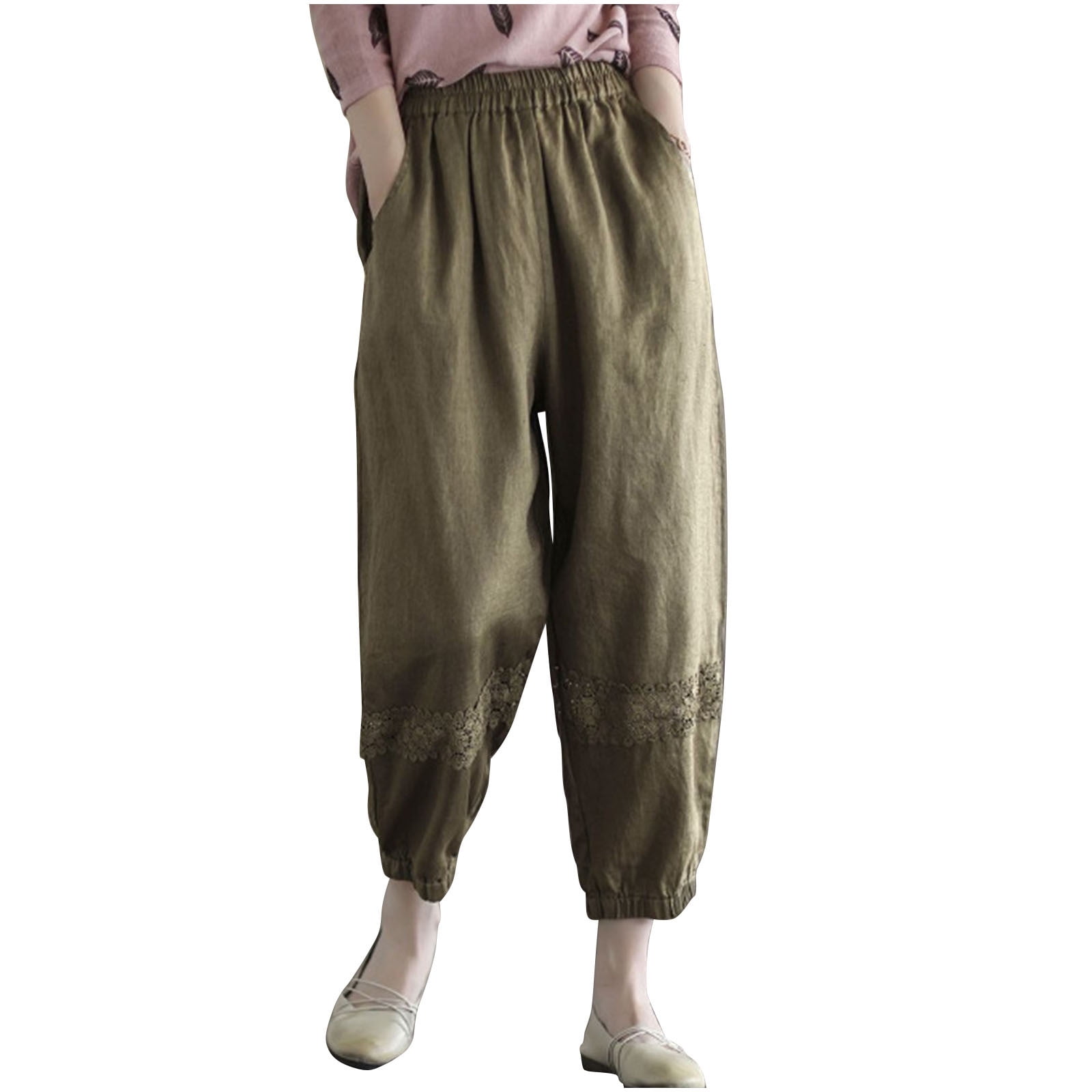 STETMN Women Barrel Pants Drawstring Waist Wide Leg Palazzo Beach Pants ...