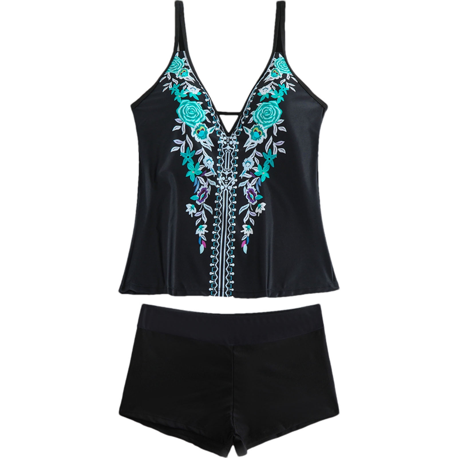 STETMN Women Tankini Bathing Suit 2 Piece Swimsuit Scallop Trim Tankini ...