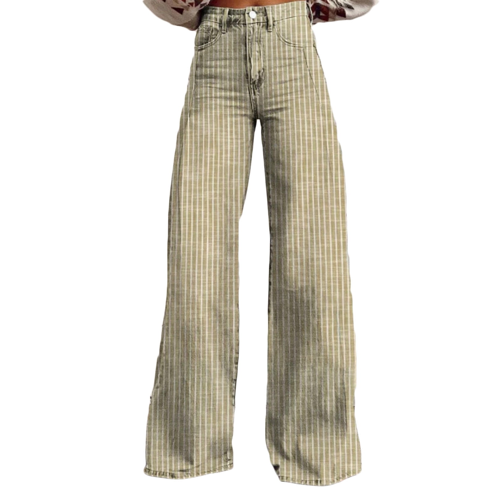 STETMN Women's High Waisted Wide Leg Jeans Button Decorated Casual ...