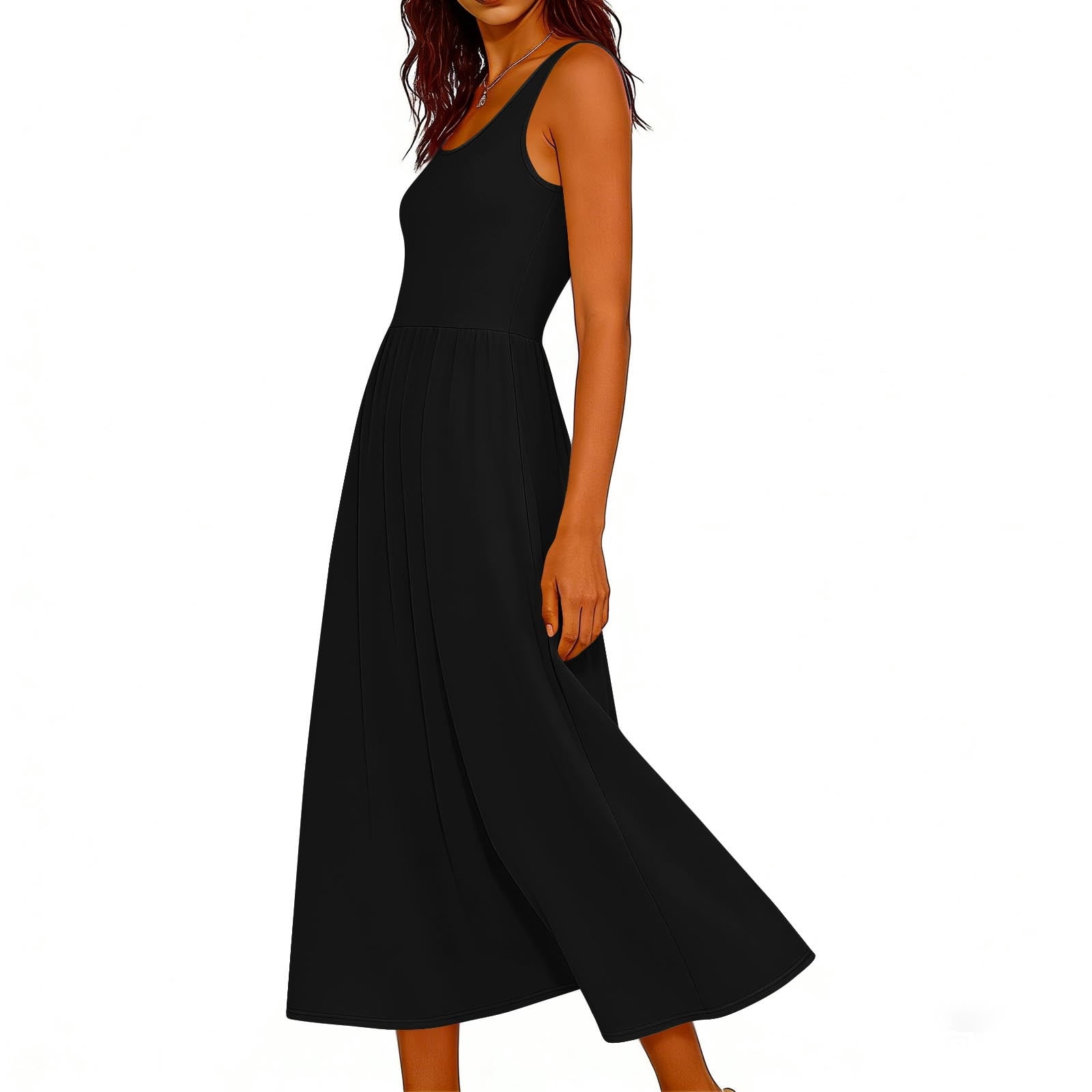 STETMN Women's Summer Sundress Crewneck A-Line Dresses Sleeveless ...