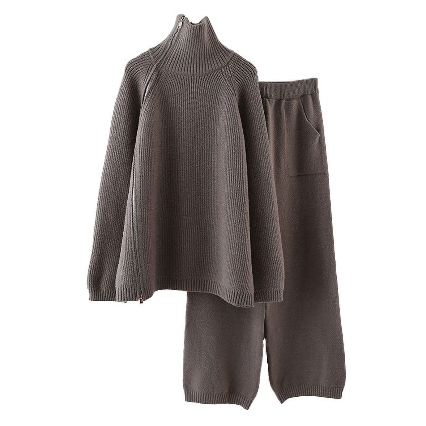 STETMN Womens 2 Piece Outfits 2024 Long Sleeve Top Wide Leg Pants ...