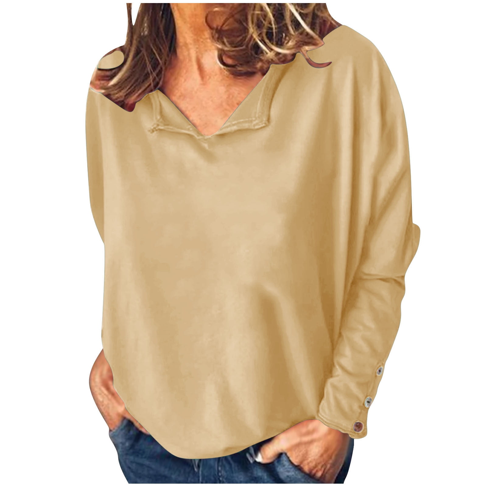 STETMN Womens Winter Tops V Neck Loose Fit Long Sleeve Tunic Tops Fall ...