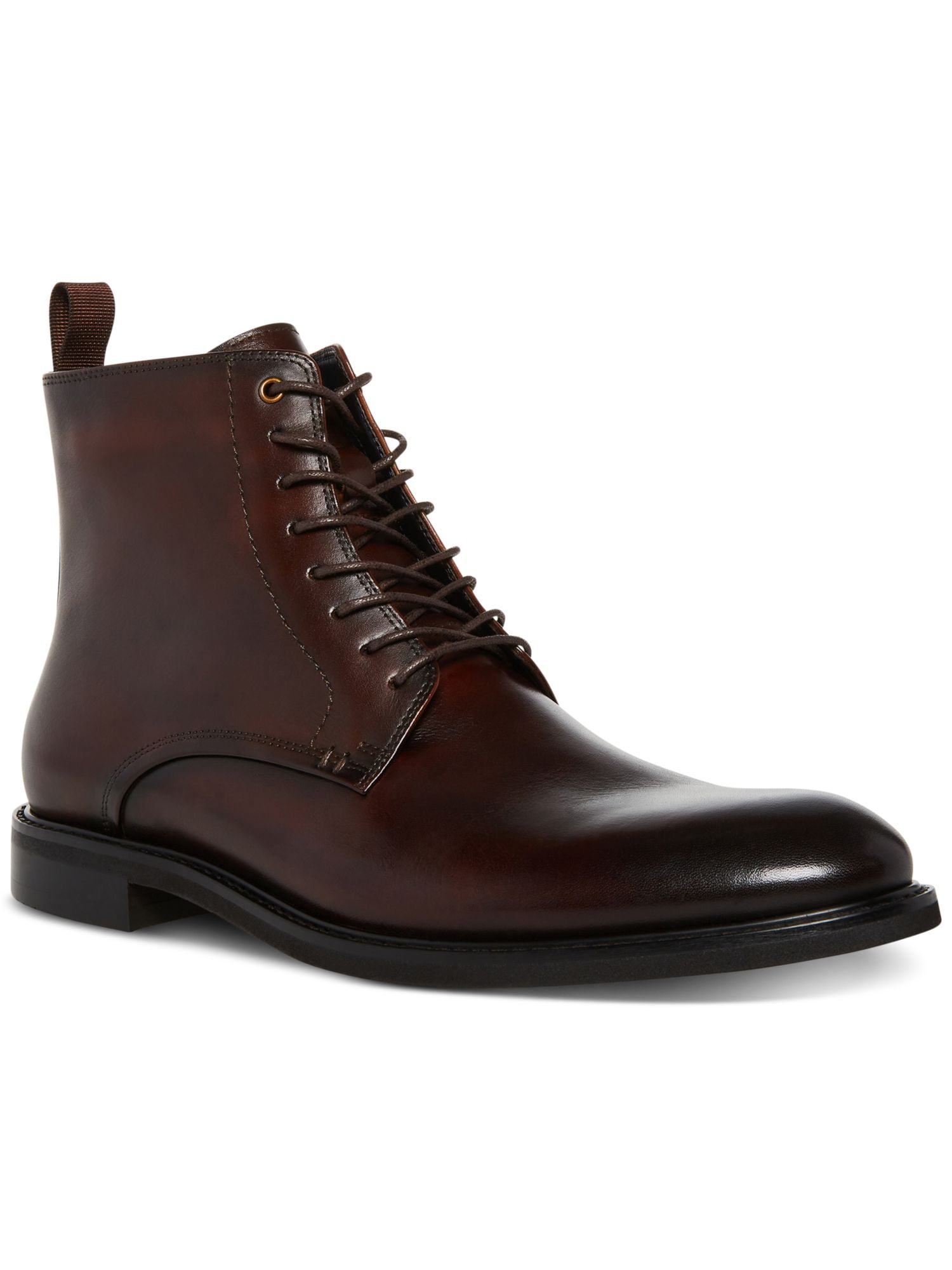STEVE MADDEN Mens Brown Lace-Up Front Heel Pull-Tab Padded Yenith Round ...