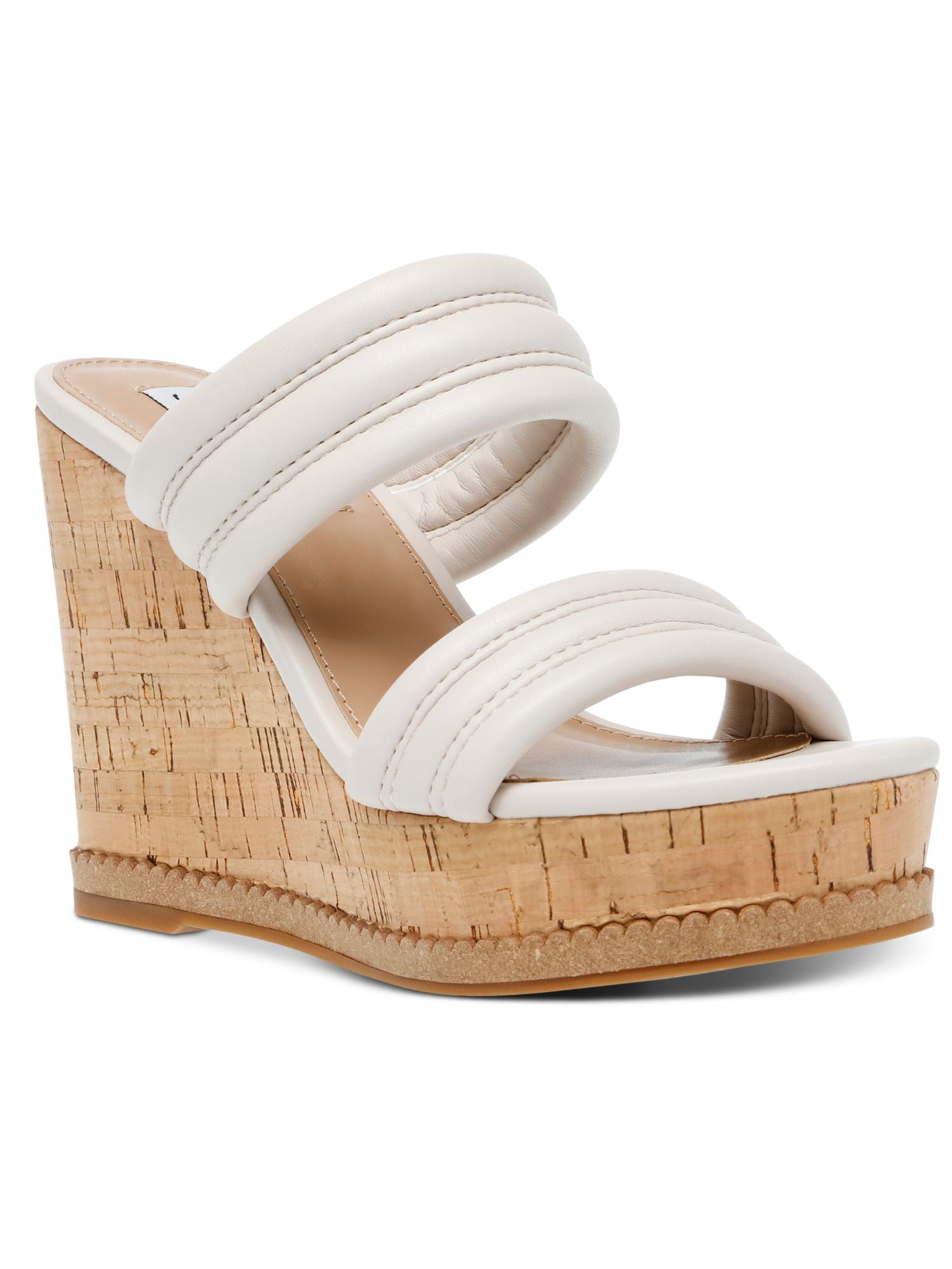 STEVE MADDEN Womens Beige 1-1/2" Platform Cork-Like Scalloped Trim ...