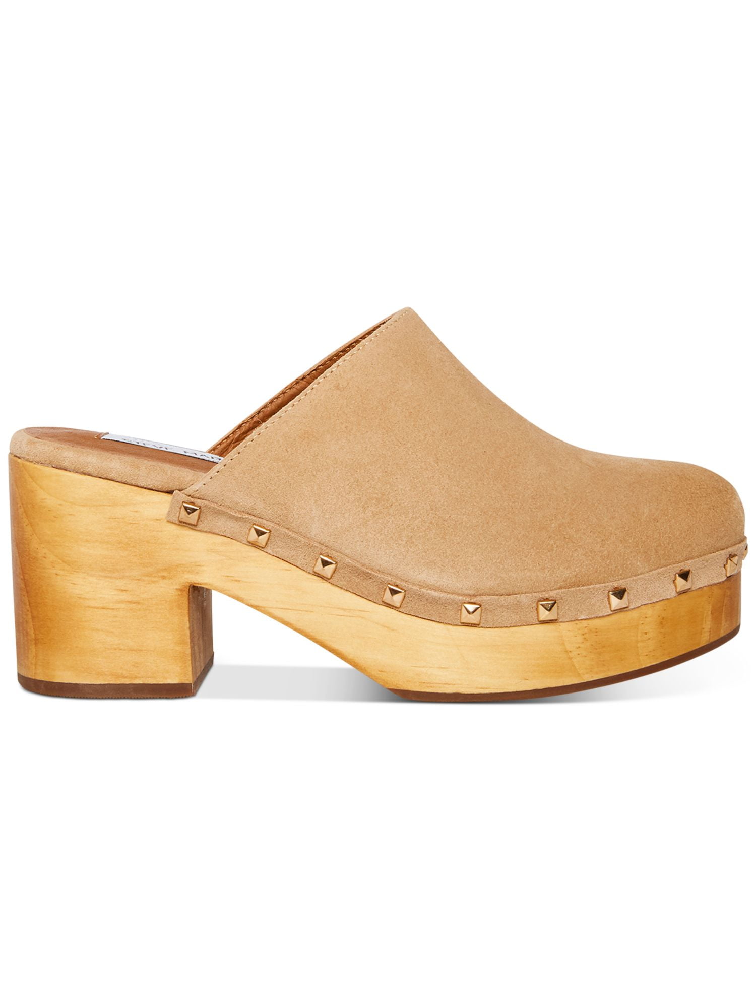 STEVE MADDEN Womens Beige 1-1/2" Platform Studded Padded Brooklyn Block ...