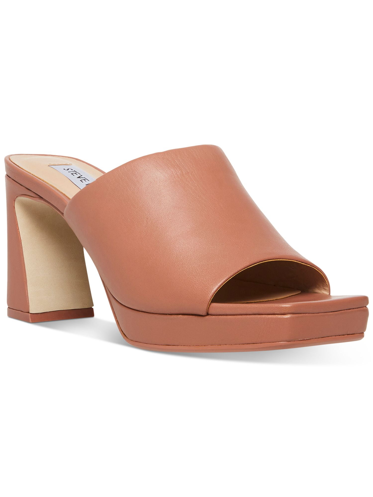 STEVE MADDEN Womens Beige 1" Platform Goring Padded Dedicate Square Toe ...