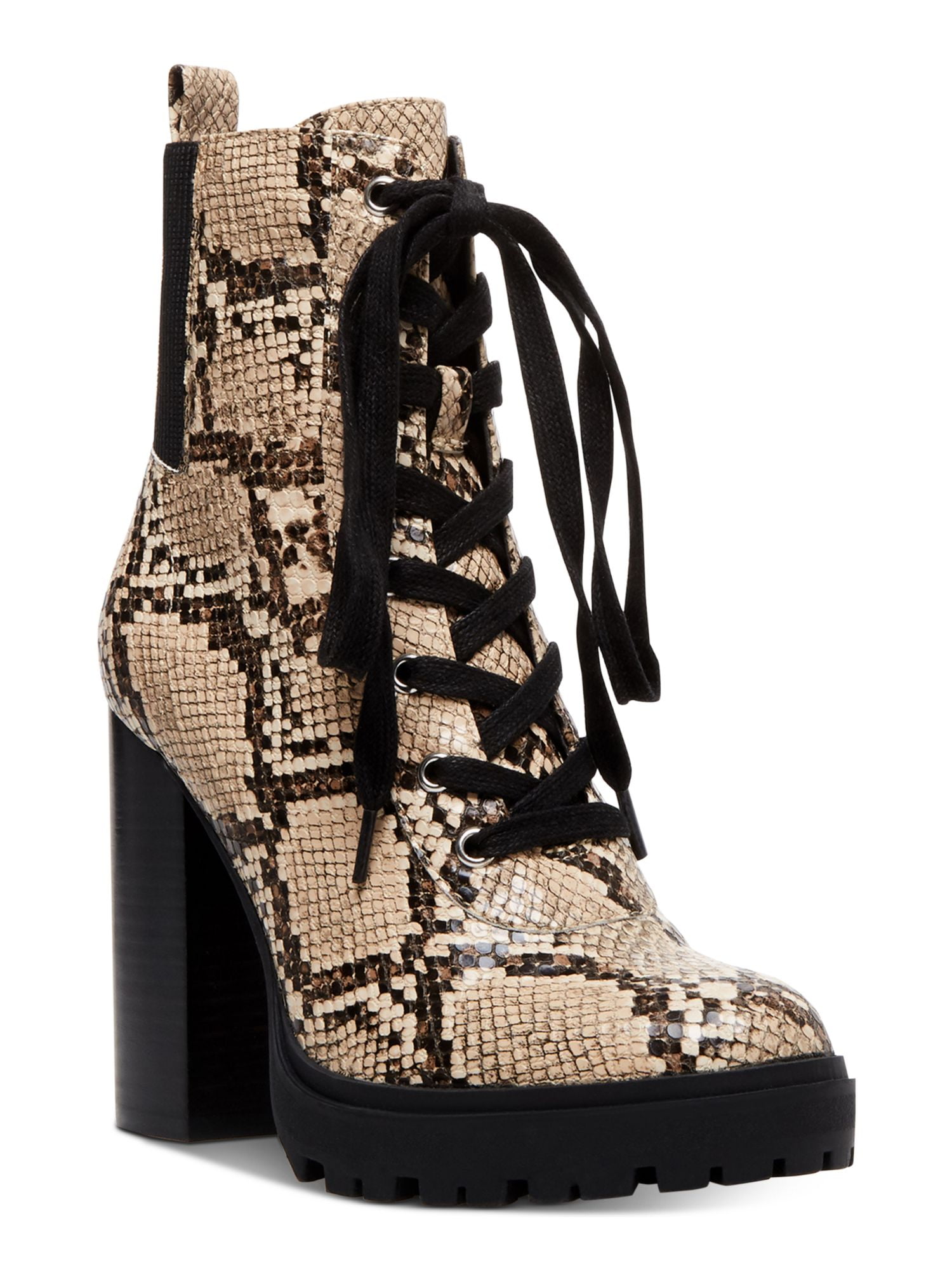 STEVE MADDEN Womens Beige Croc Embossed Side Zipper Elastic Gores 1/2 ...