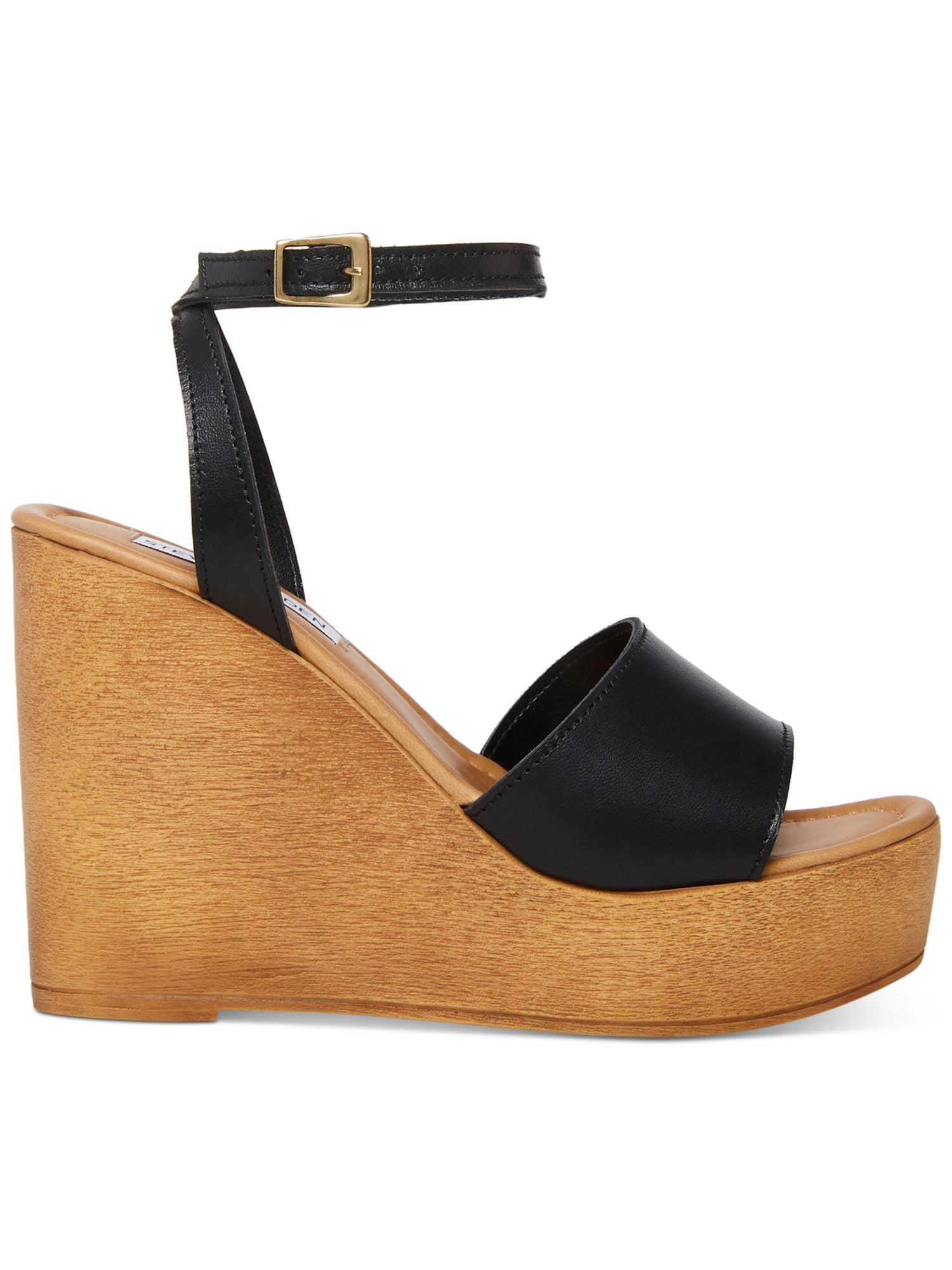 STEVE MADDEN Womens Black 1-1/2" Platform Ankle Strap Padded Welsh ...