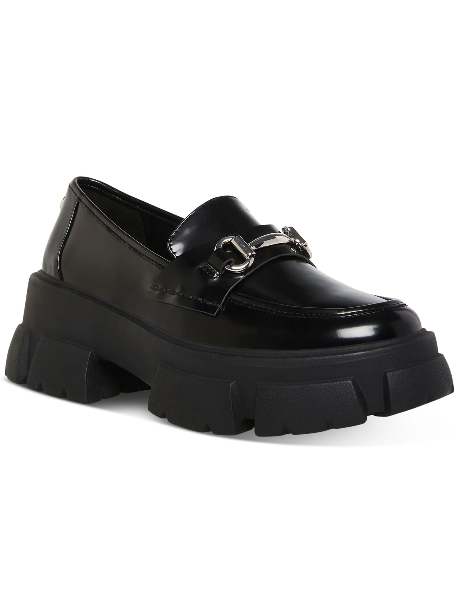 STEVE MADDEN Womens Black 1-1/2" Platform Horse Bit Hardware Padded Lug ...