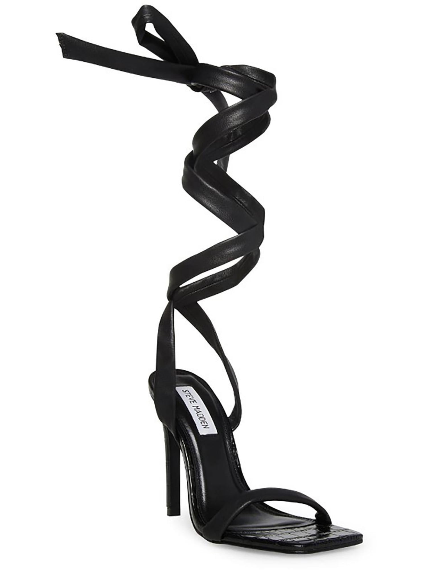 STEVE MADDEN Womens Black Croc Embossed Padded Strappy Utilize Square ...