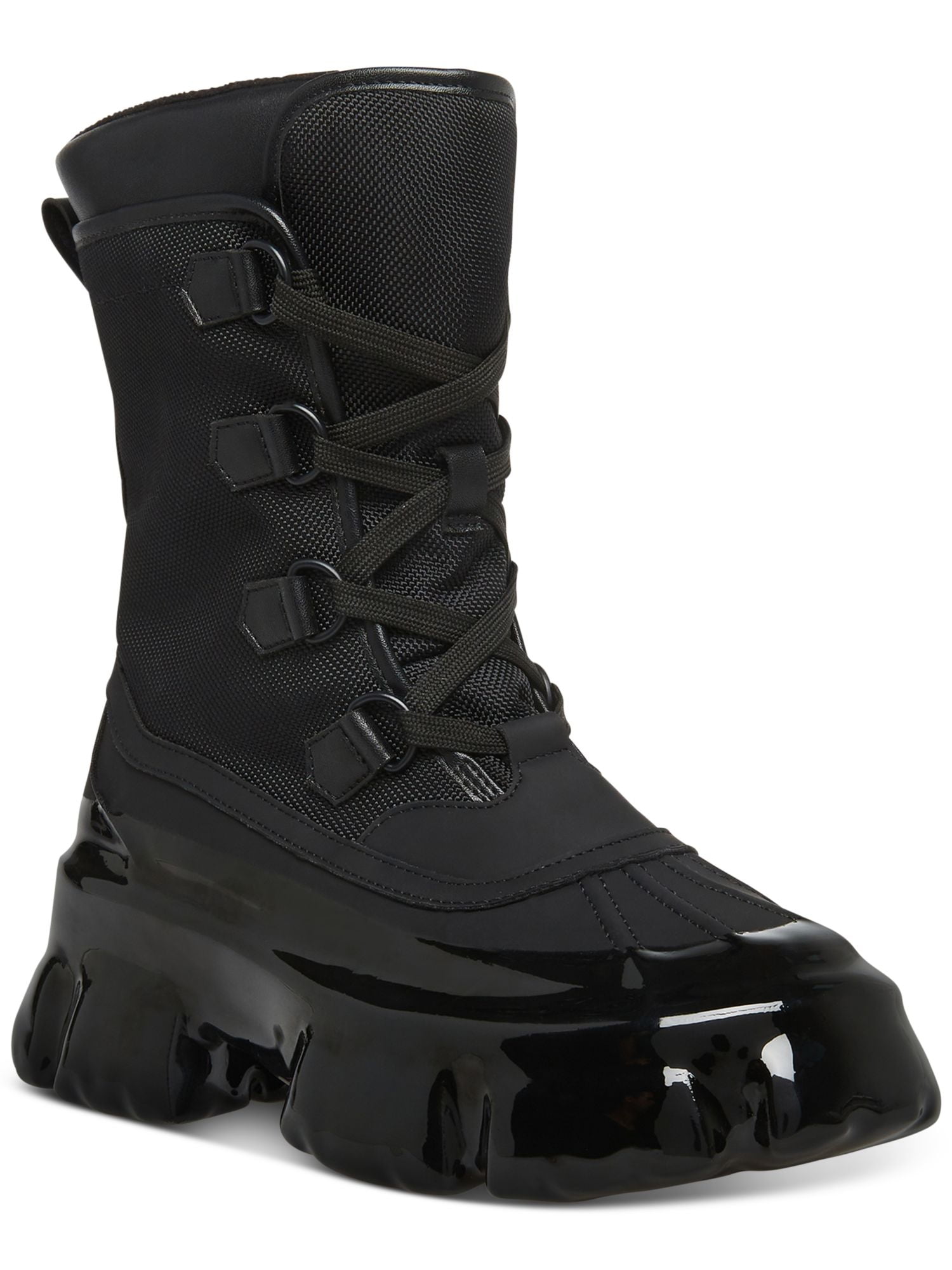 STEVE MADDEN Womens Black Lug Sole Trench Round Toe Block Heel Lace-Up ...