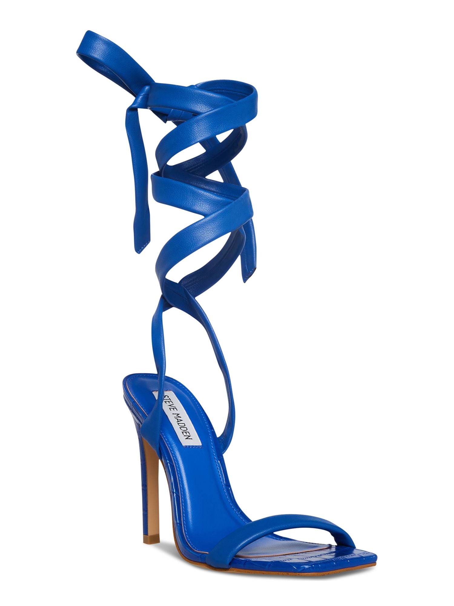 STEVE MADDEN Womens Blue Croc Cushioned Utilize Square Toe Stiletto ...