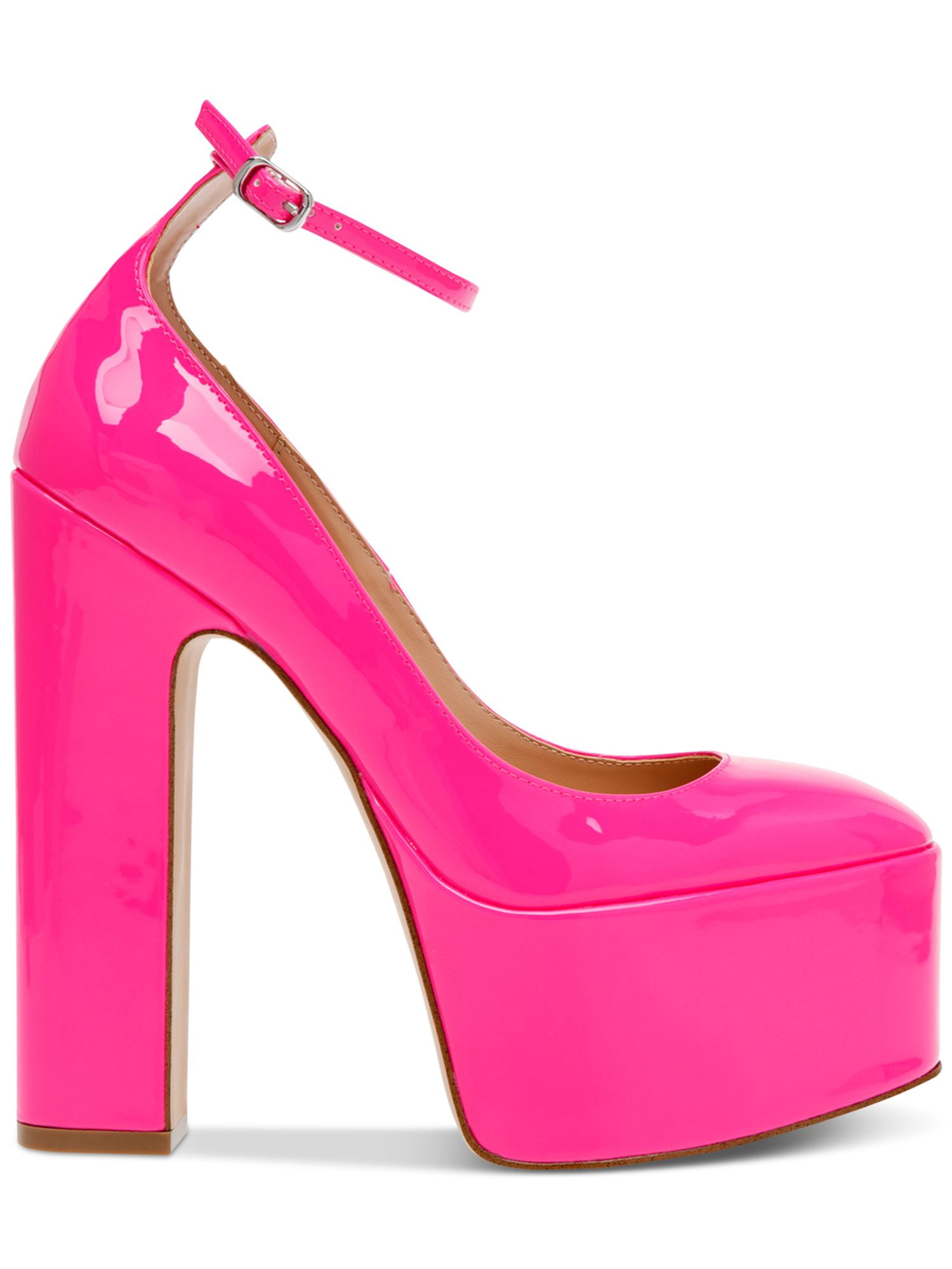 STEVE MADDEN Womens Pink Check 2-1/2" Platform Padded Adjustable Ankle ...