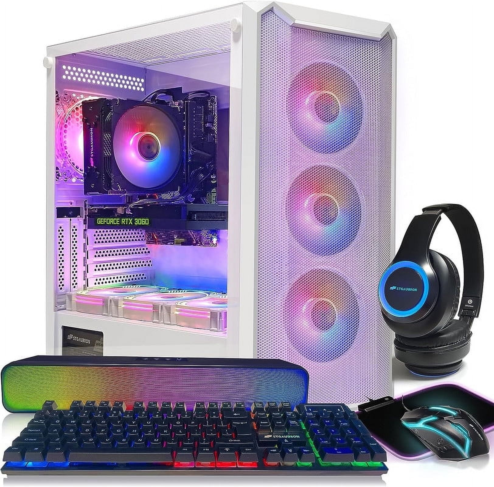 STGAubron Gaming PC, AMD Ryzen 7, RTX 3060, 32G DDR4, 1T SSD, WiFi, BT ...