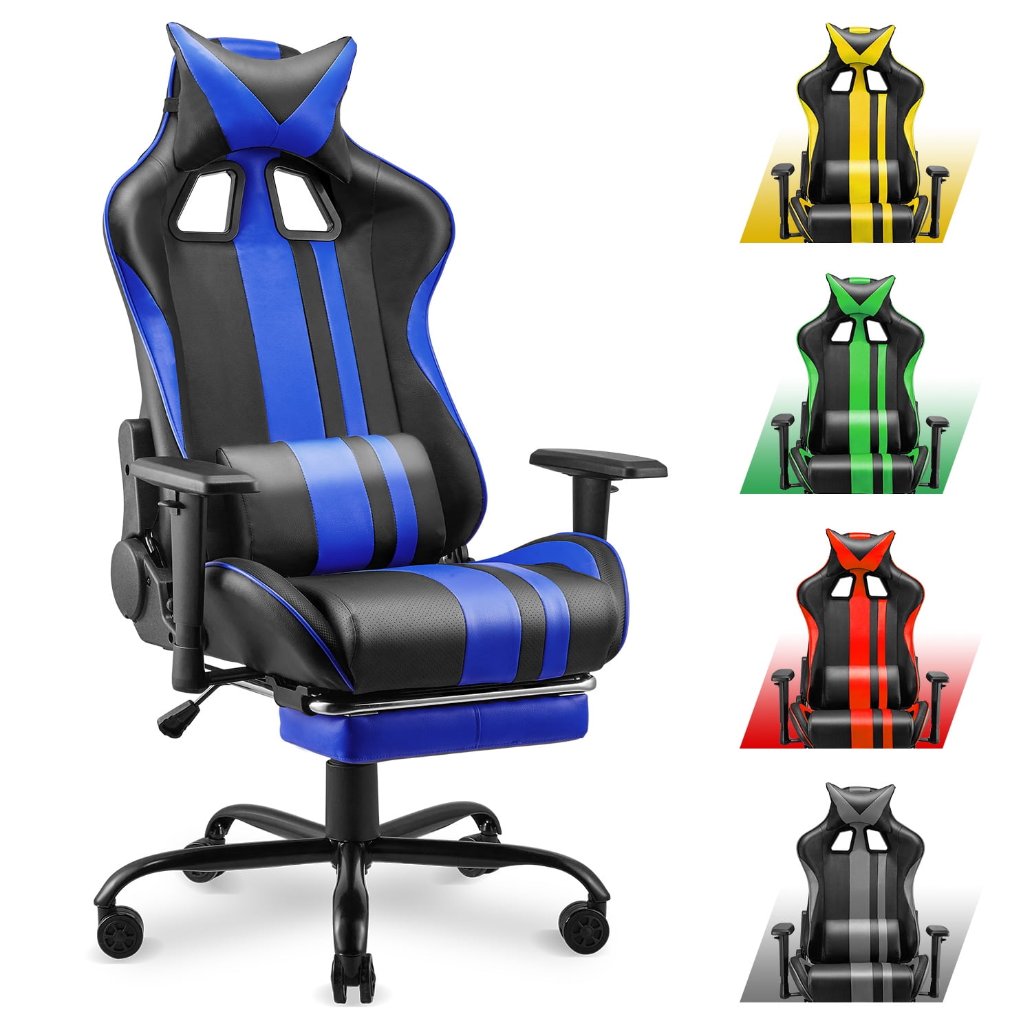 STGaming Gaming Chair with Footrest, Leather Ergonomic Gamer Chair for ...